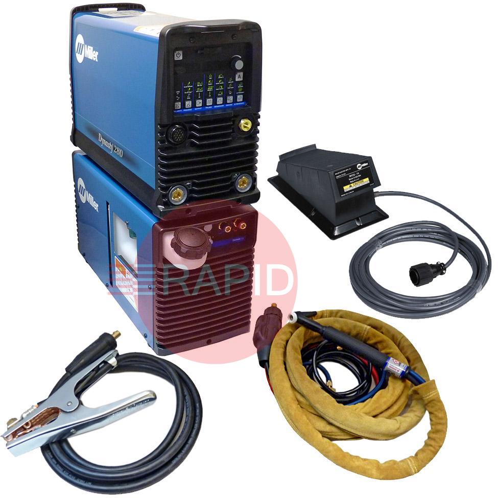 Miller Dynasty 280 DX AC DC Water Cooled Tig Welder Package with CK 230 4m Foot Pedal 208 480 VAC Welding Supplies from Rapid Welding